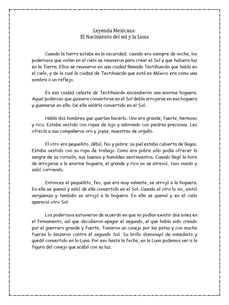 Leyenda del Sol y la Luna Mexicana | PDF