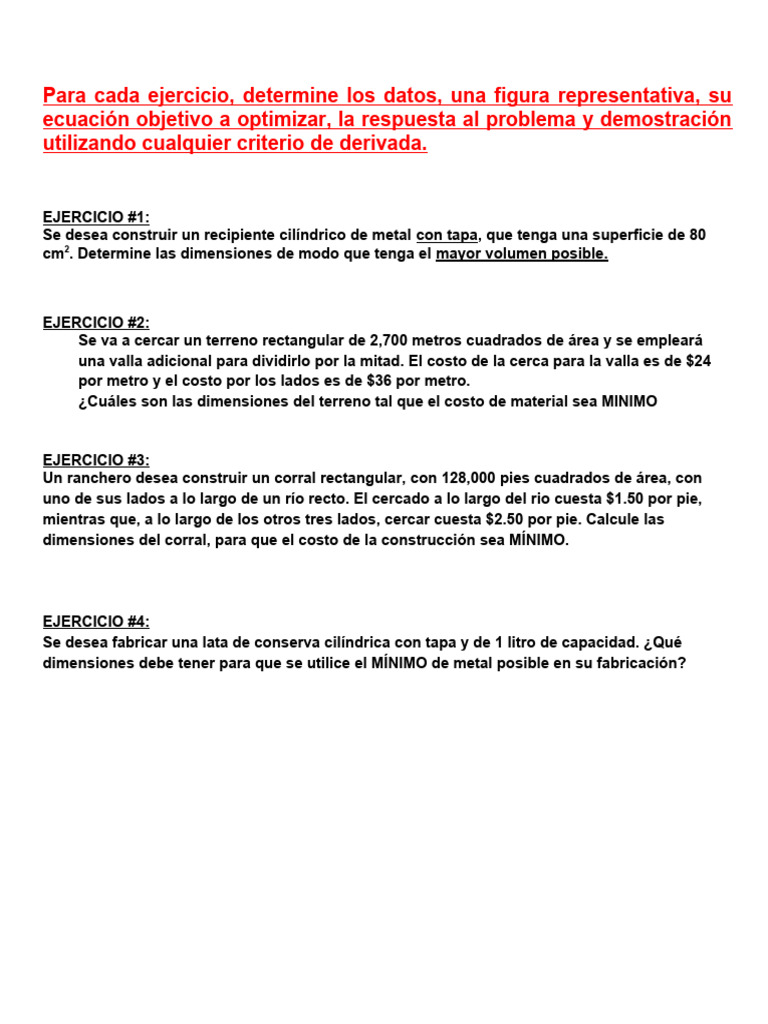 Tarea de 4 Ejercicios de Tema Optimización | PDF
