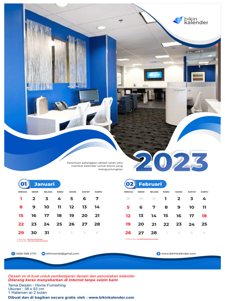 Desain Kalender Dinding 2 Bulanan Dibuat Oleh Bikinkalender | PDF