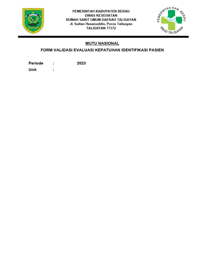 Form Kepatuhan Identifikasi Pasien | PDF