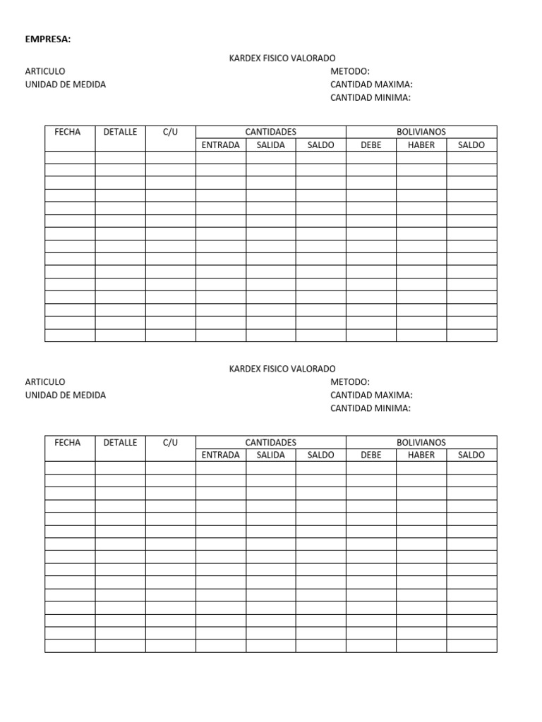 Formato Kardex Fisico Valorado | PDF