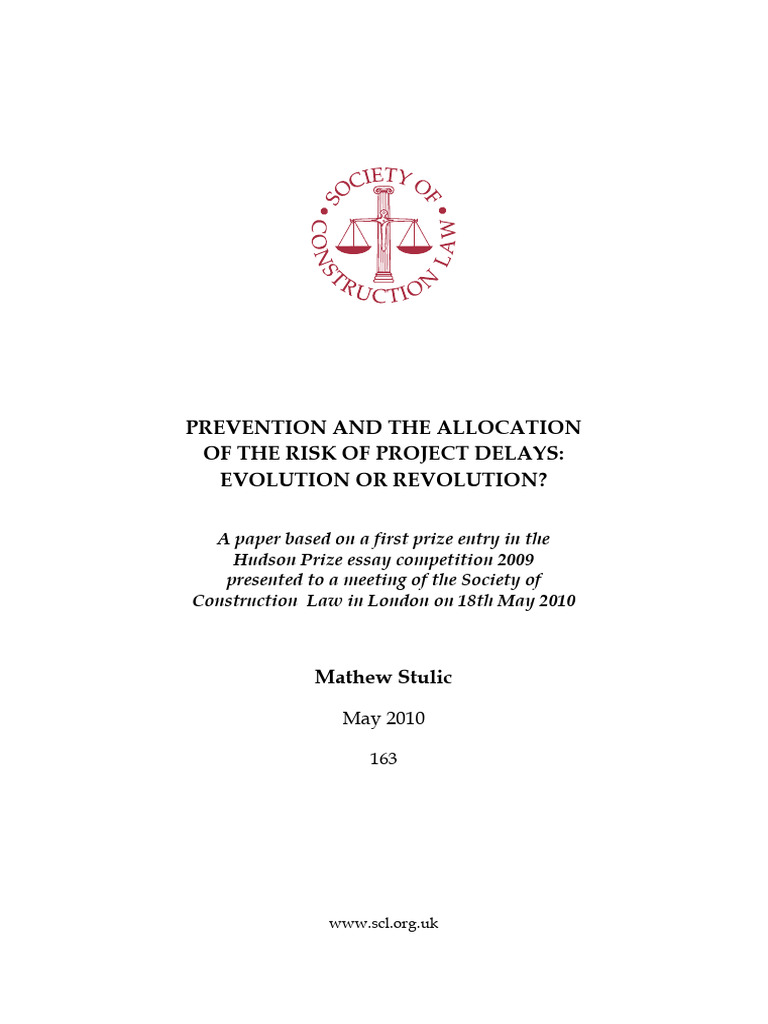 Prevention and The Allocation of The Risk of Project Delays. Evolution ...