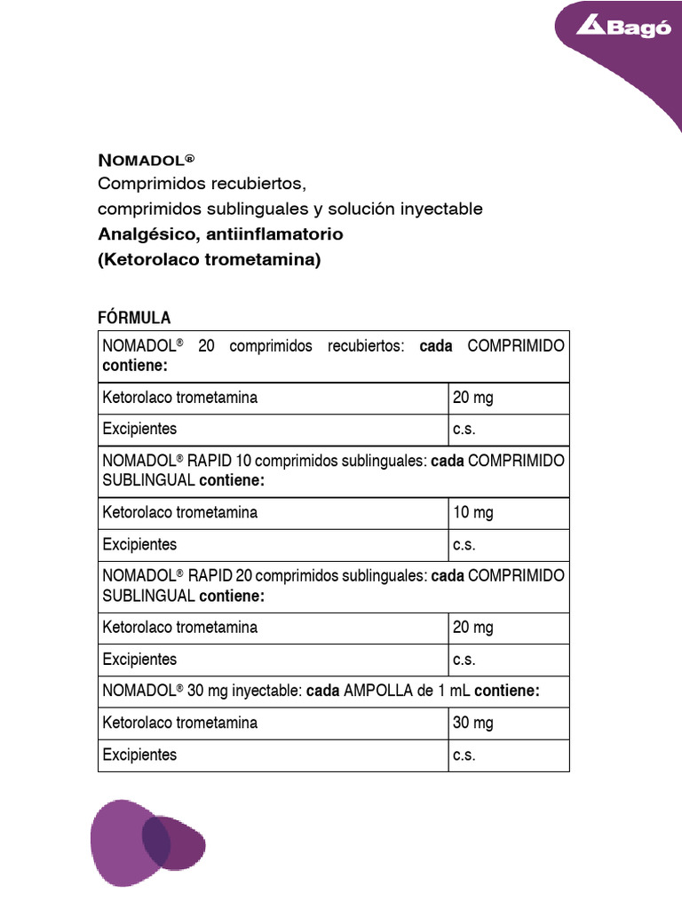 NOMADOL | PDF | Droga anti-inflamatoria libre de esteroides | Medicina