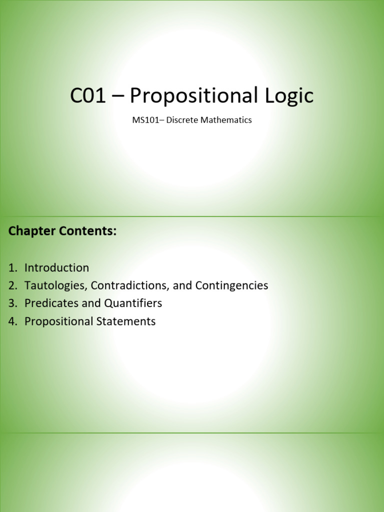 Propositional Logic Overview | PDF | If And Only If | Contradiction