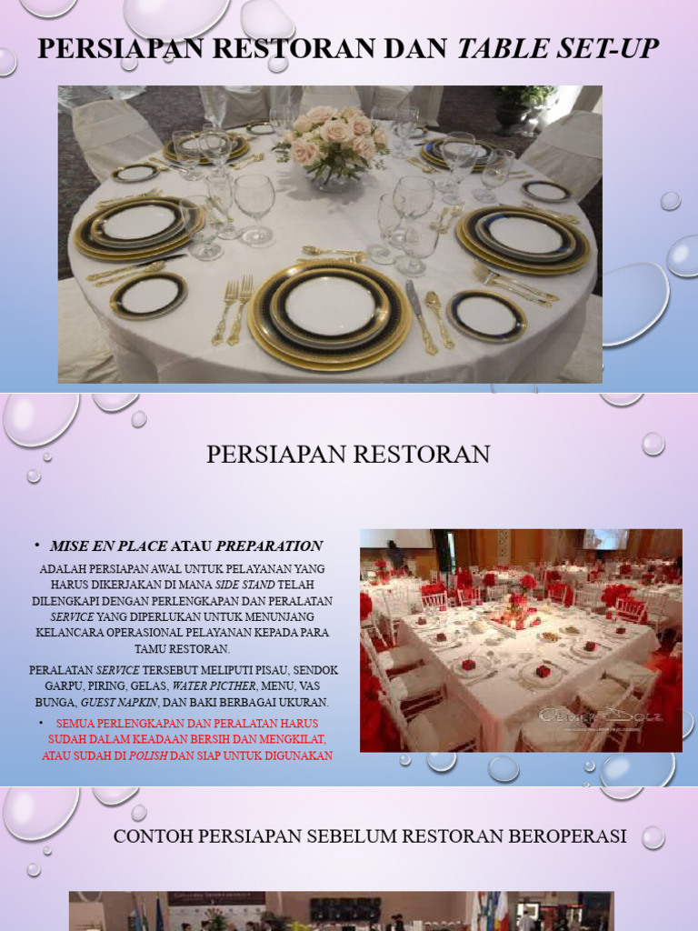 Persiapan Restoran Dan Table Set-Up | PDF