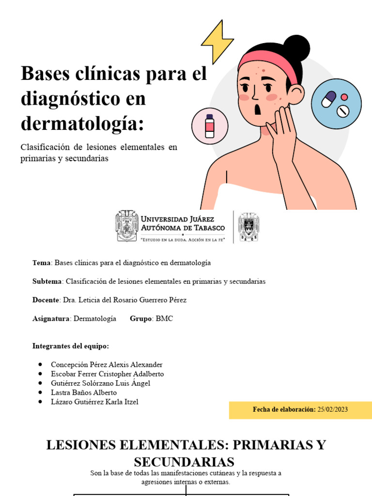 Dermatología - Clasificación de Lesiones | PDF | Piel | Atrofia