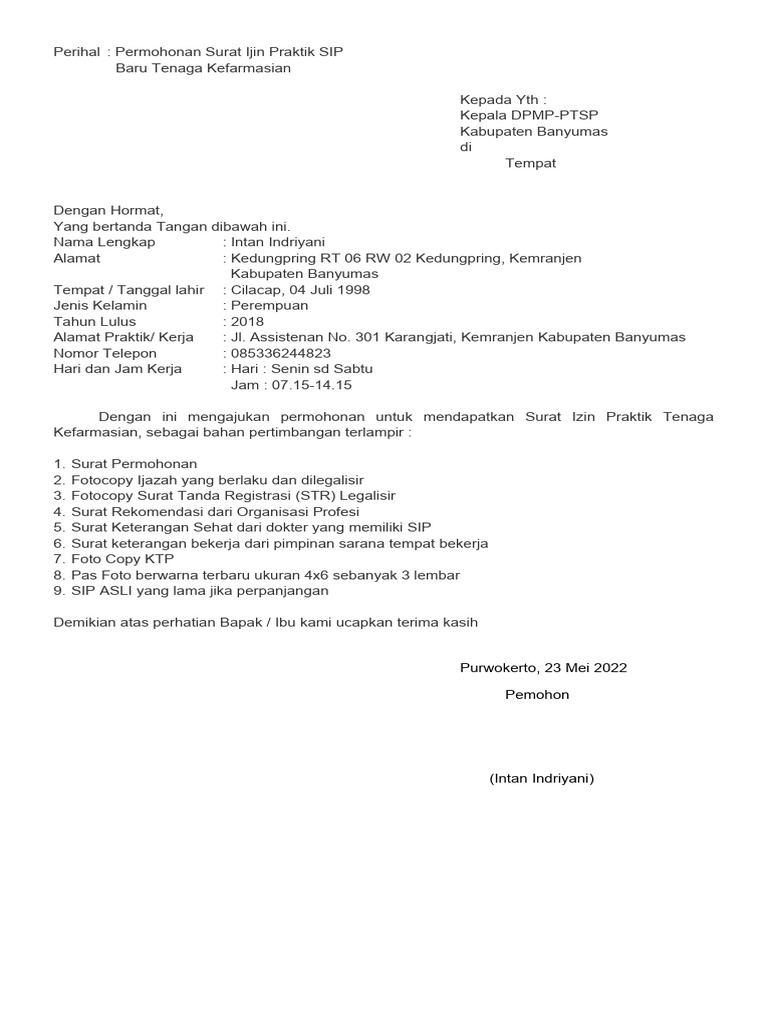 Form Permohonan Sipttk DPM-PTSP | PDF