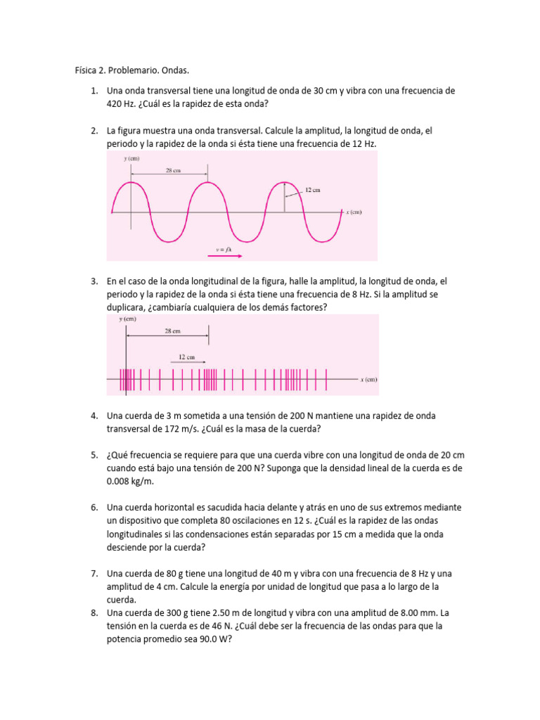 F2 Problemario Ondas | PDF | Olas | Frecuencia