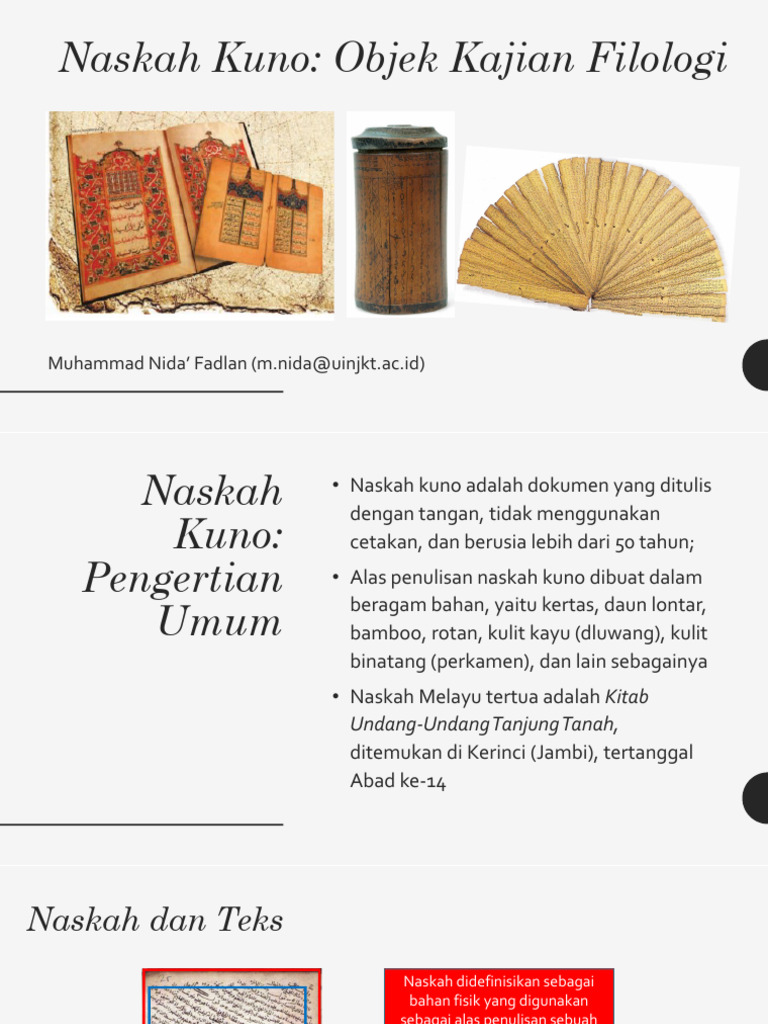 Naskah Sebagai Objek Kajian Filologi | PDF