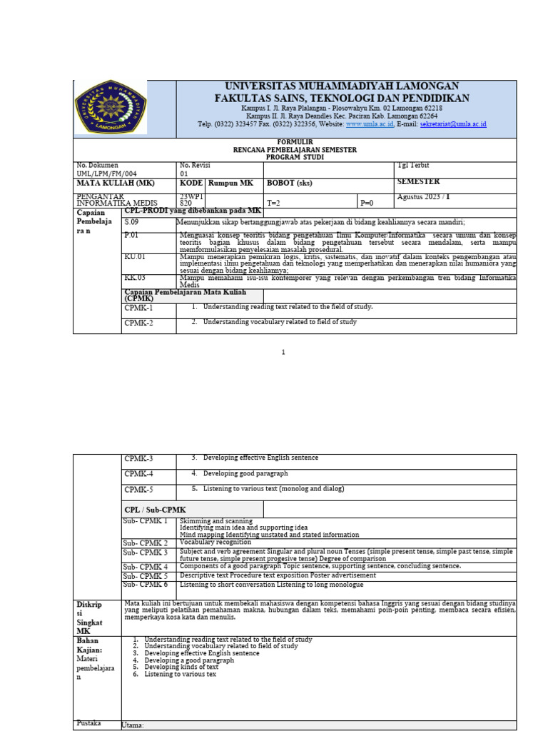 Template Rps Umla | PDF