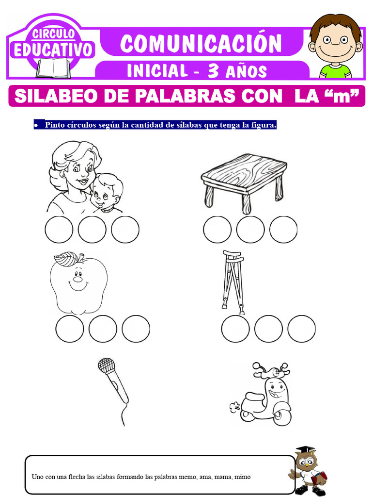 Silabeo de palabras con "M" para 3 años | PDF