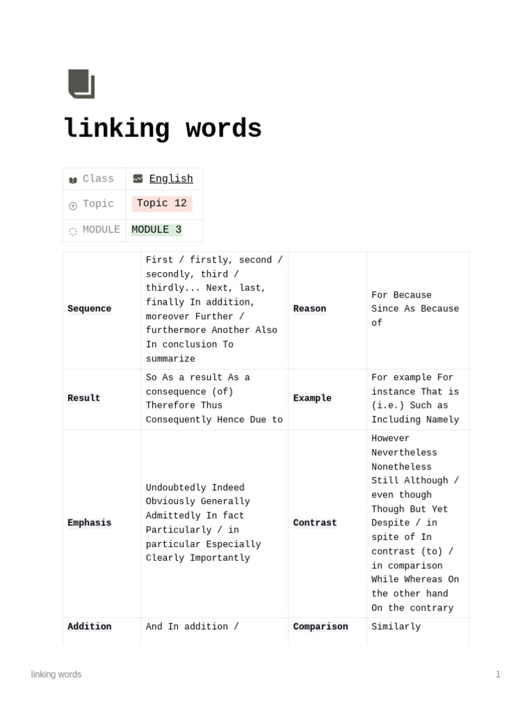 Linking Words | PDF