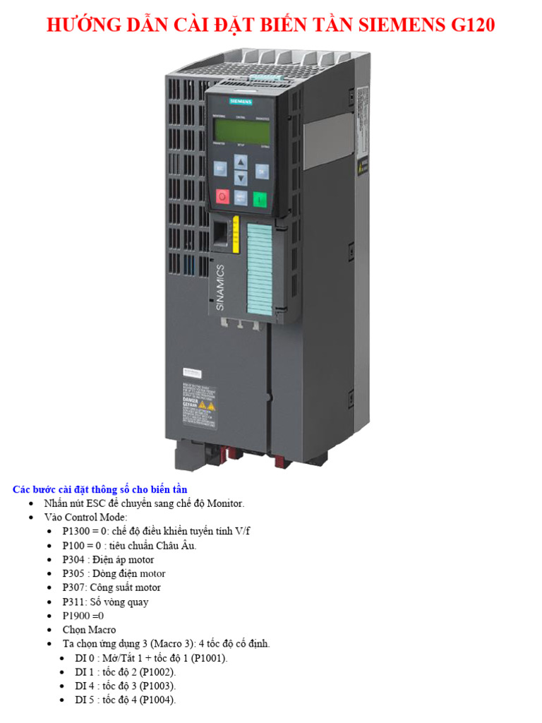 Huong Dan Cai Dat Bien Tan Siemens g120 | PDF
