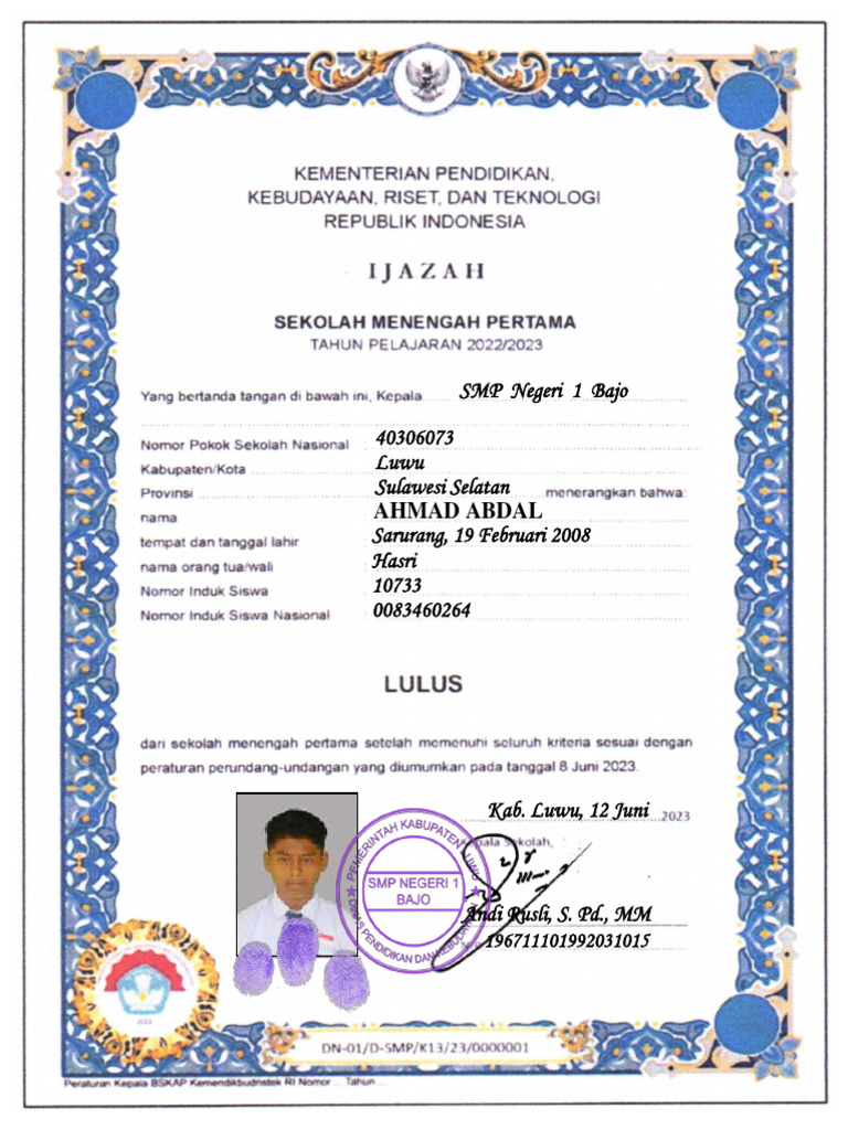 Contoh Penulisan Ijazah - 2023 | PDF