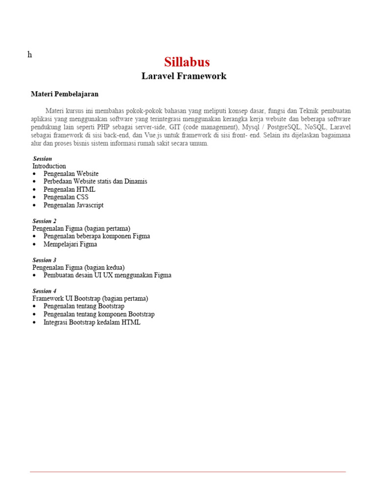 Silabus - Laravel Framework - Rev.1.2 | PDF