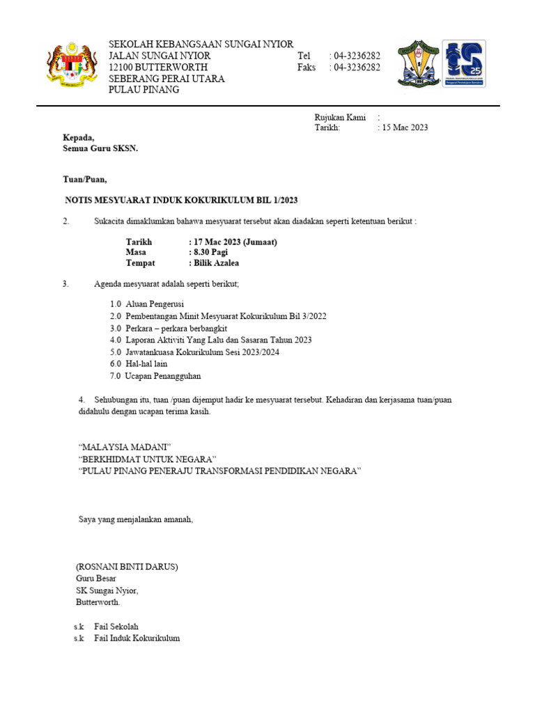 Notis Minit Mesy Koko BIL 1 2023 | PDF