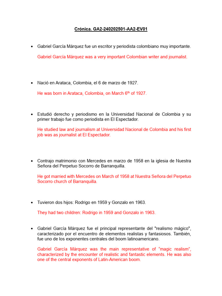 CR Ónica | PDF | Gabriel García Márquez