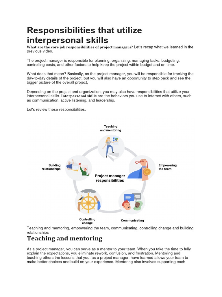 Responsibilities That Utilize Interpersonal Skills | PDF | Mentorship | Social Skills