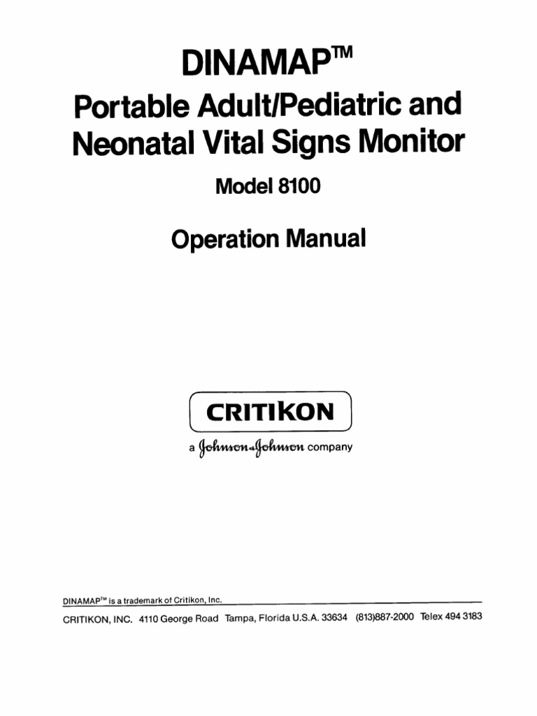 Manual Dinamap Critikon 8100 | PDF | Blood Pressure | Pulse