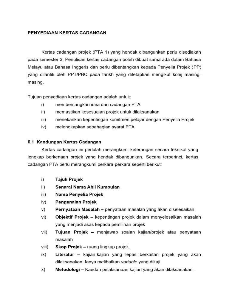 Kertas Cadangan Projek Tahun Akhir 1 | PDF