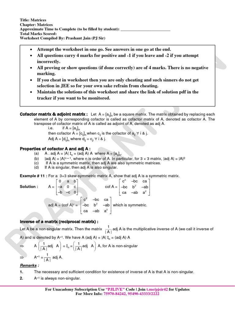 Worksheet 3 | PDF | Matrix (Mathematics) | Operator Theory