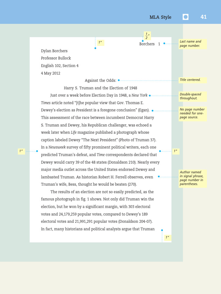 Formatting Your Essays - MLA Sample | PDF | Opinion Poll | Harry S. Truman