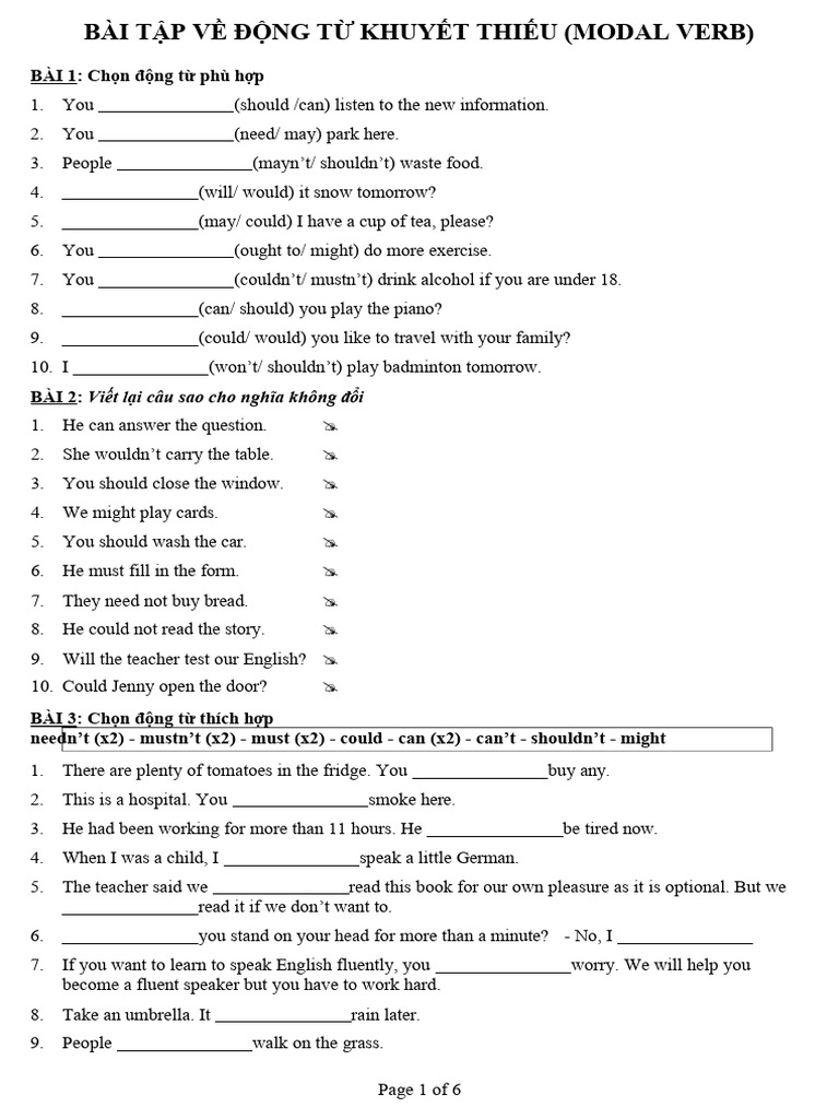 Ex On Modal Verb (OK4) | PDF