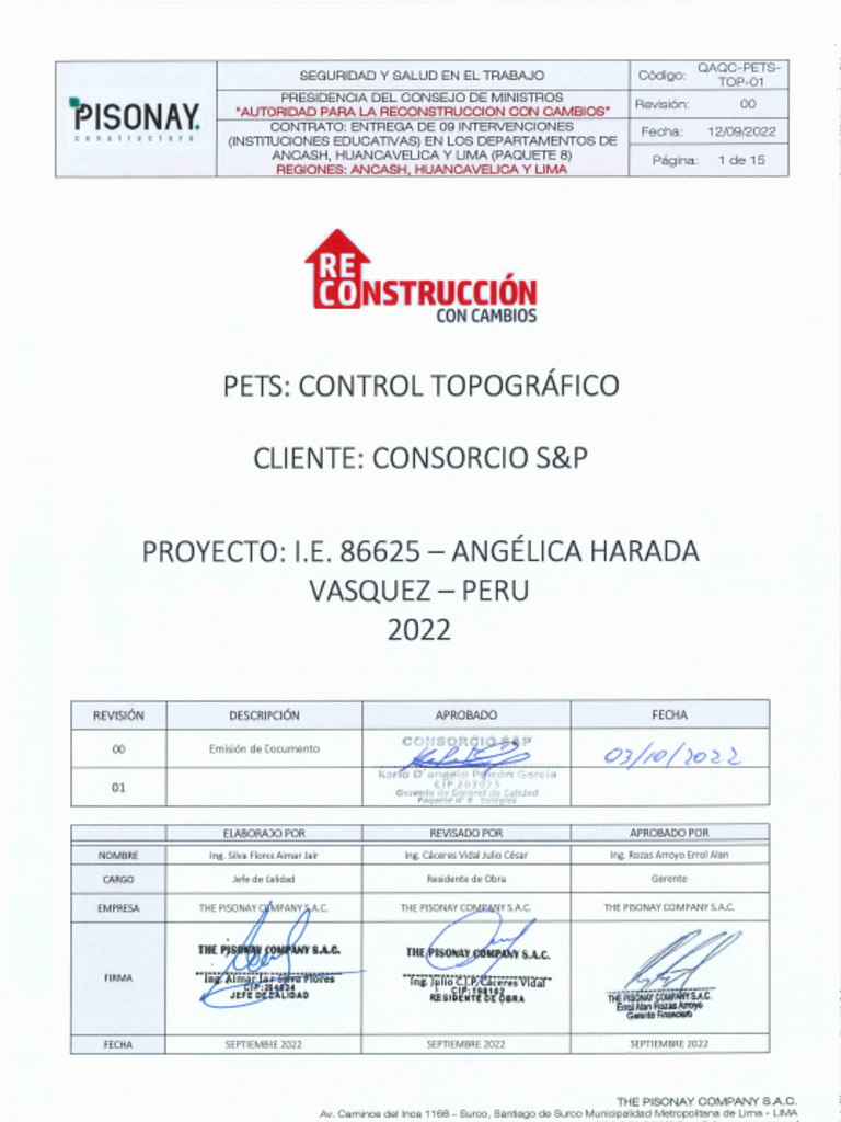 Qaqc-pets-Topo-01 - Control Topográfico Rev.00 | PDF