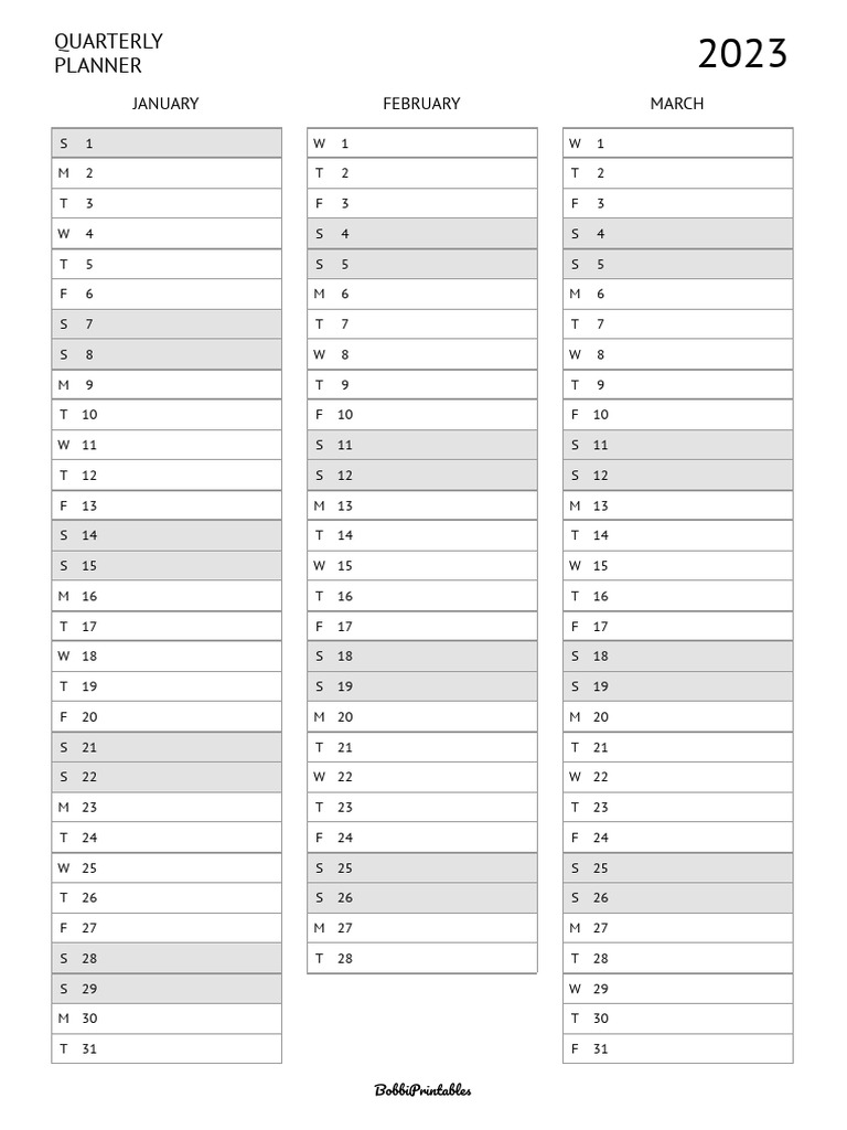 2023 Quarterly Planner Gray | PDF