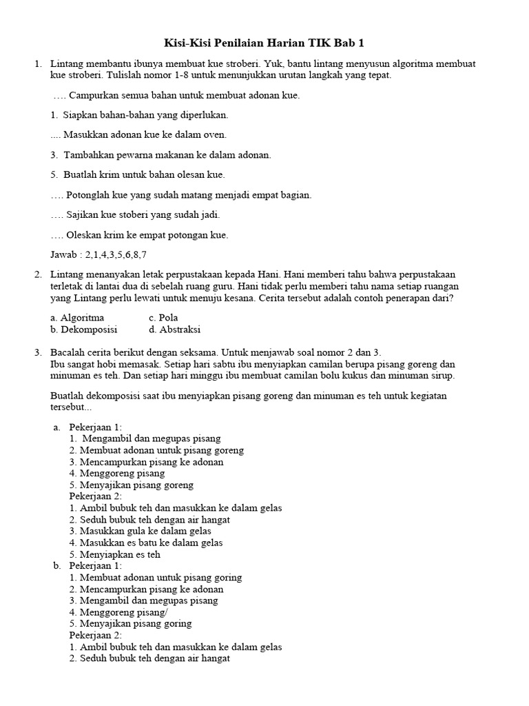 Soal TIK kELAS 4 | PDF