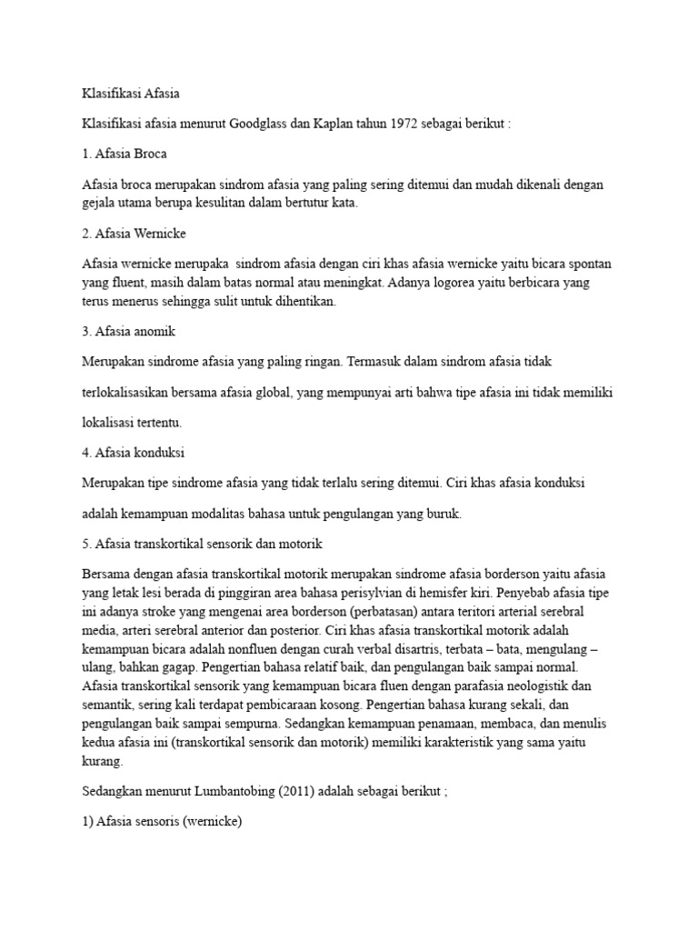 Klasifikasi Afasia | PDF