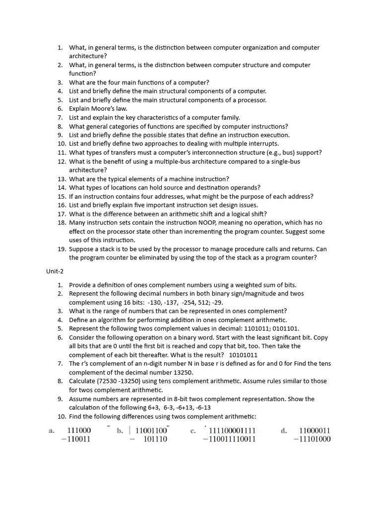 Question Bank-Unit 1 2 3 | PDF | Central Processing Unit | Computer Memory