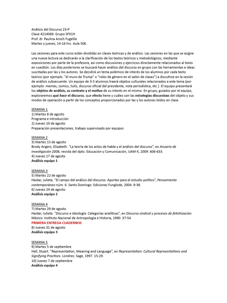 Analisis Del Discurso 23P | PDF | Discurso