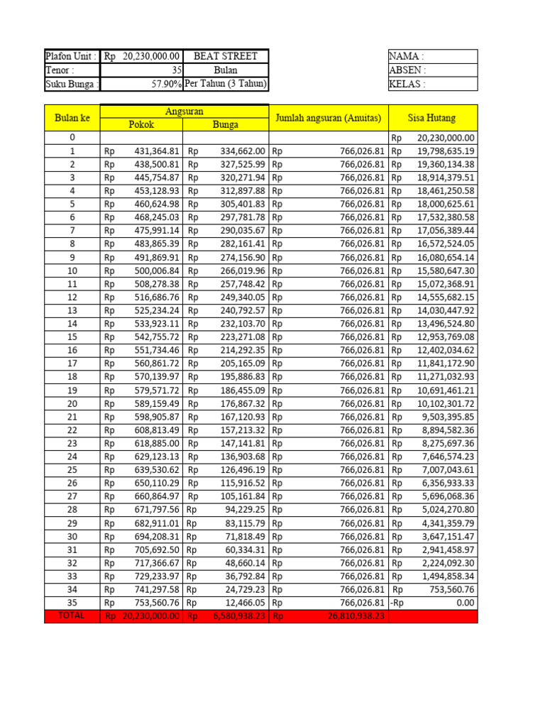 Anuitas Brosur Hanif Juan (35) Xi - Tek 1 | PDF