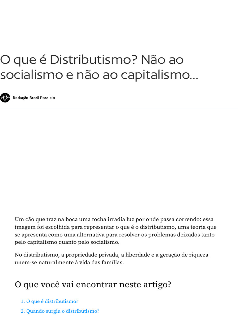 O Que É Distributismo - (Resumo) | PDF | História