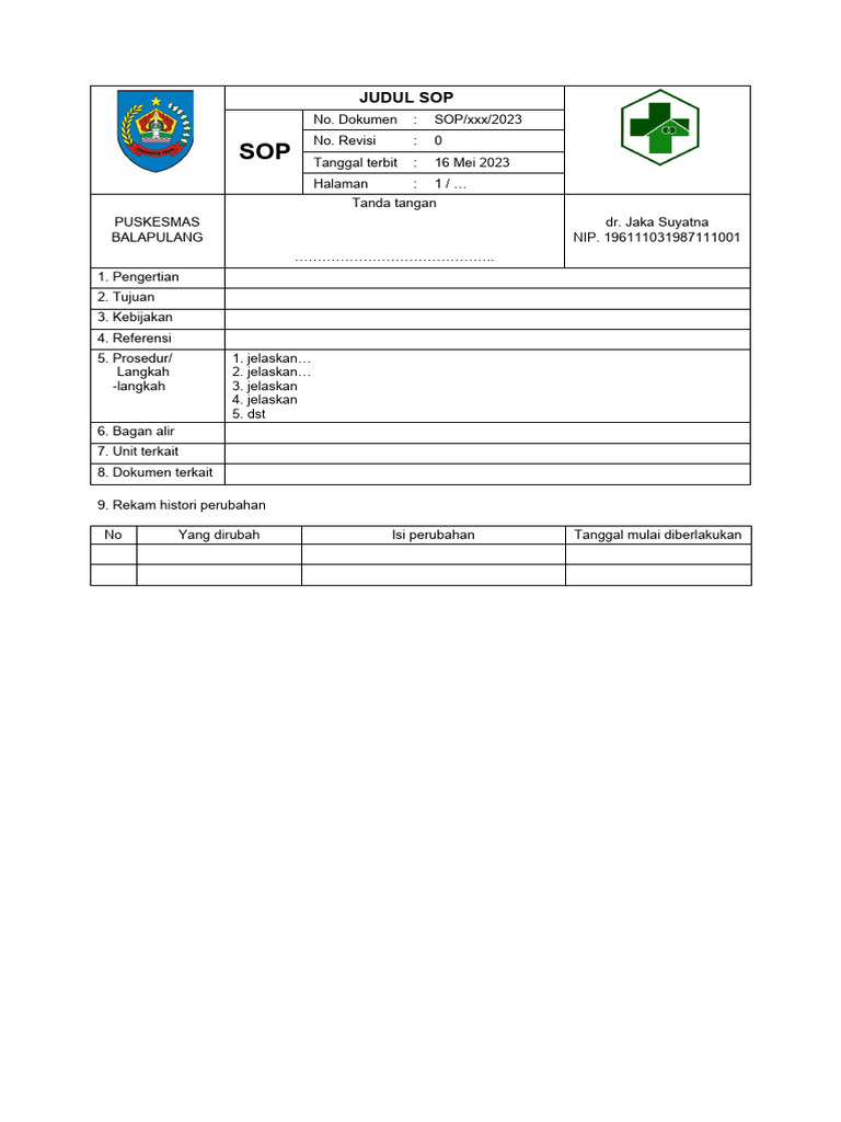 Format Sop 2023 | PDF