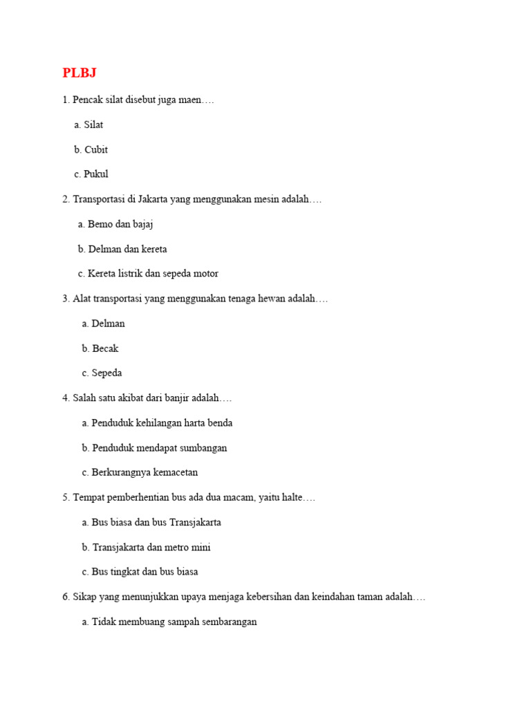 Latihan Soal2 PLBJ | PDF