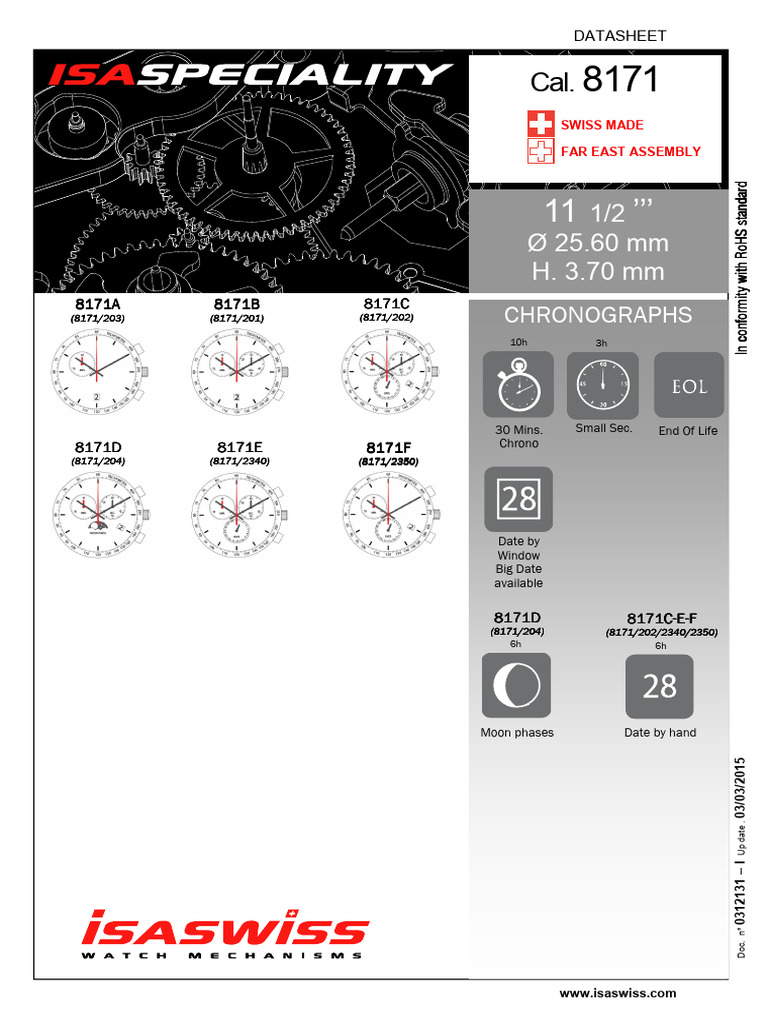 Datasheet Cal. 8171 - Swiss Made | PDF | Électrotechnique | Métrologie
