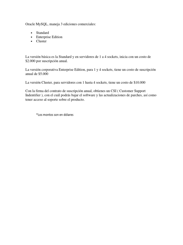 Mysql Con Soporte Pdf Mi Sql Oracle Corporation