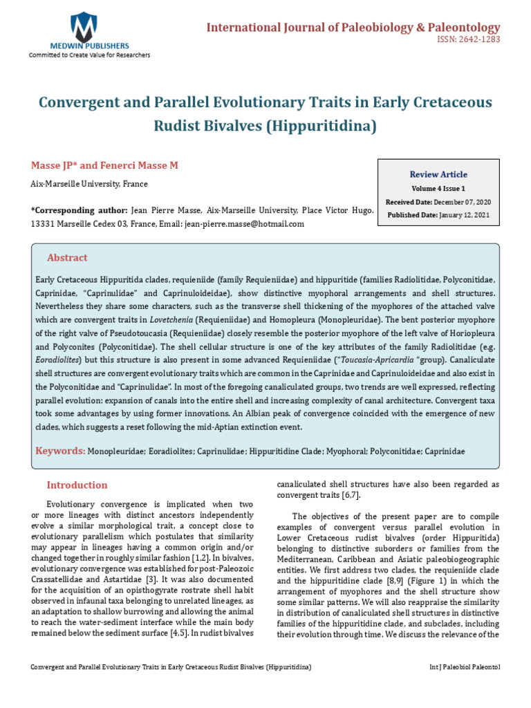 Masse, JP. 2020 | PDF | Clade | Evolution