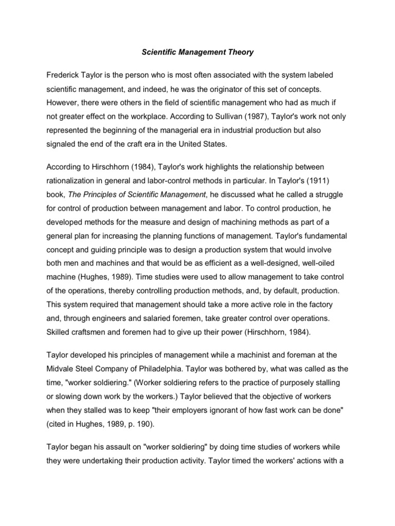 Scientific Management Theory | PDF