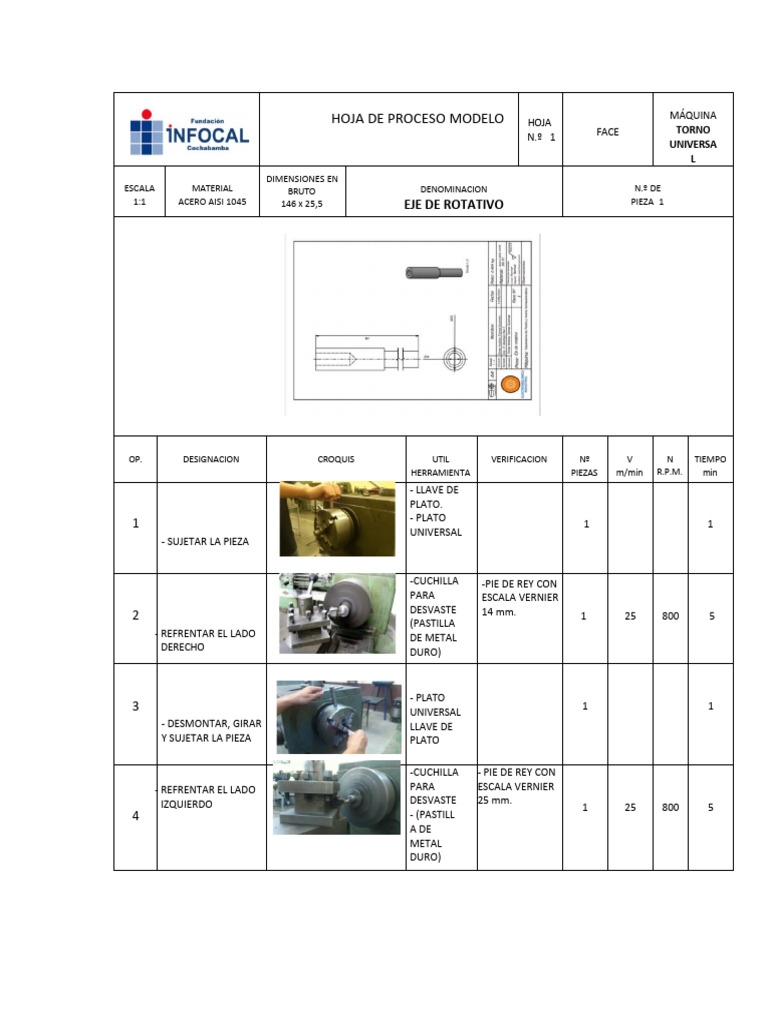 Hoja de Proceso Modelo | Descargar gratis PDF | Mecanizado | Acero