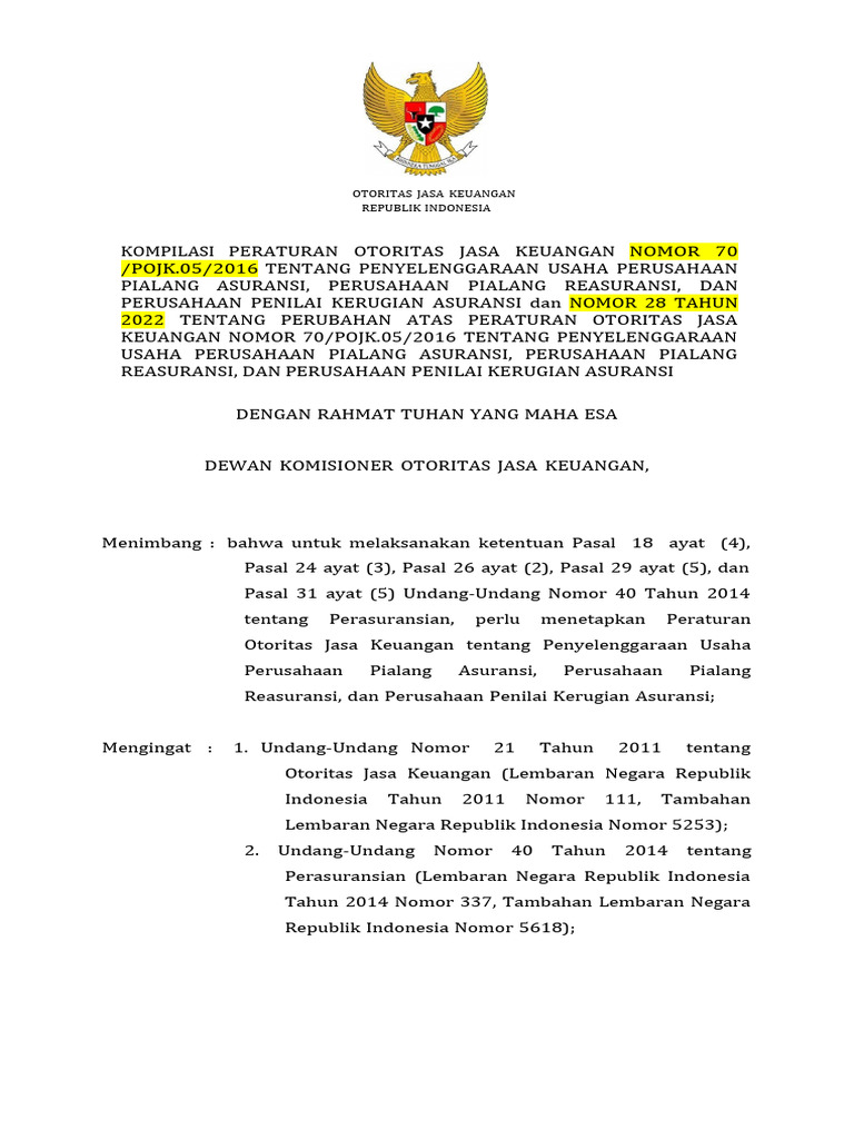 Peraturan Pialang & Penilai Asuransi | PDF