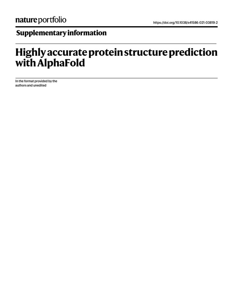Highly Accurate Protein Structure Prediction With Alphafold: Supplementary Information | PDF