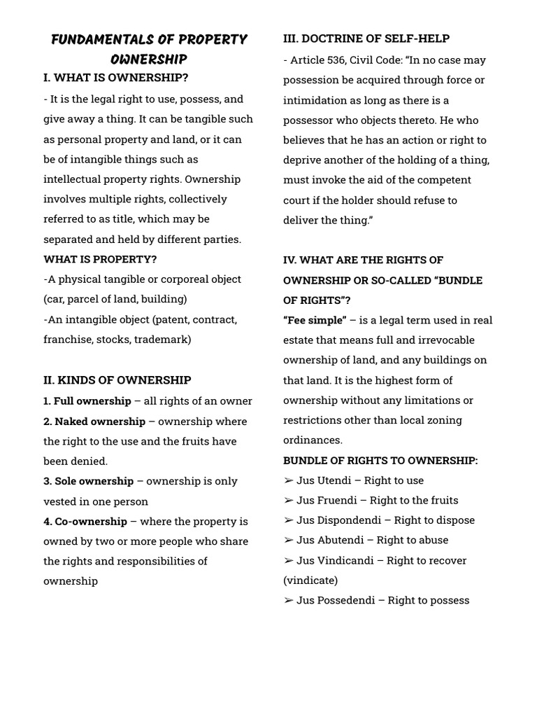 Fundamentals of Property Ownership | PDF