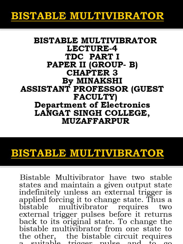 Bistable Multivibrator Overview and Applications | PDF | Electrical ...