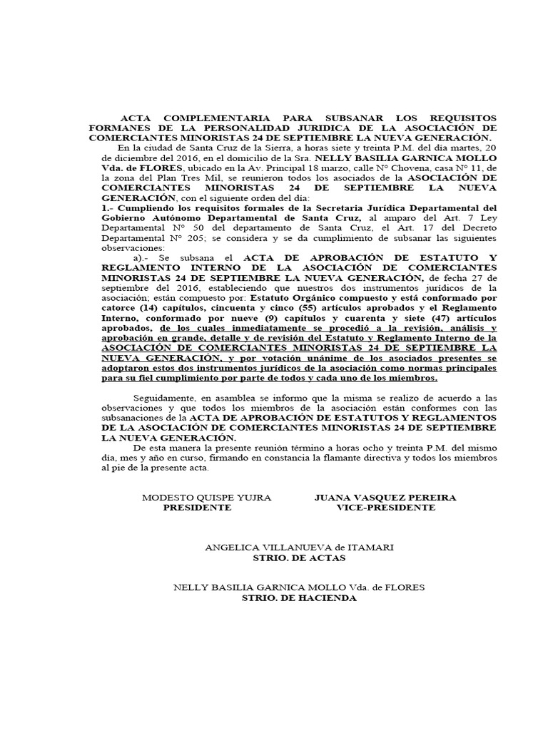 Acta Complementaria | PDF | Gobierno | Justicia