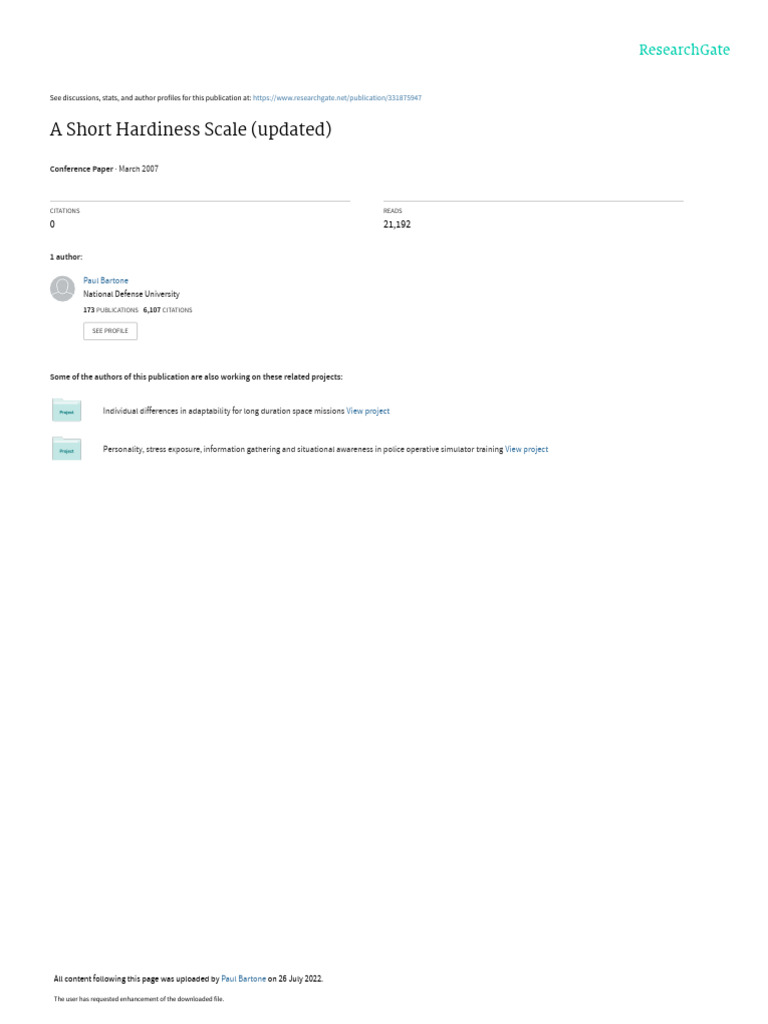 Hardiness Scale for Police Students | PDF | Psychometrics | Validity ...