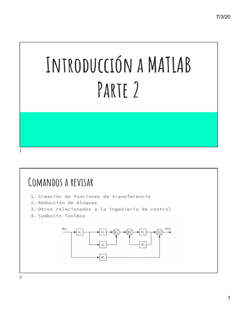 Introducción a MATLAB Parte 2 | PDF | Realimentación | Variable (Matemáticas)