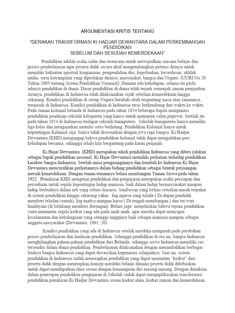 ARGUMENTASI KRITIS Filosofi Pendidikan-Topik 1 | PDF | Agama & Spiritualitas